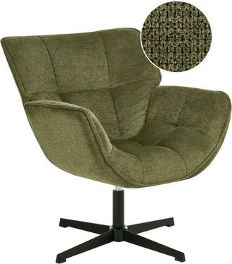 Beliani Sessel Gr&uuml;n Stoff Drehbar Metallgestell Retro Design Drehsessel Loungesessel Clubsessel Stoffsessel f&uuml;r Wohnzimmer Schlafzimmer Flur