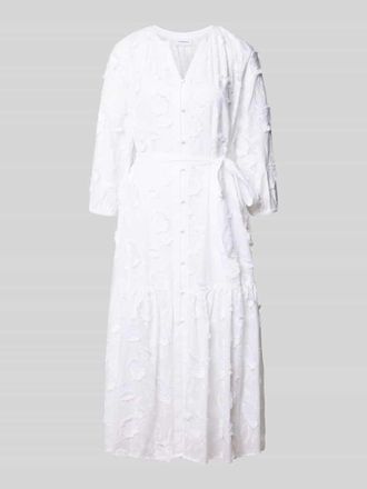 Comma Relaxed Fit Midikleid mit floraler Zierbesatz