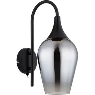 Globo Lighting Applique applique murale couloir lumi&egrave;re chambre lampe verre fum&eacute; noir h 36 cm
