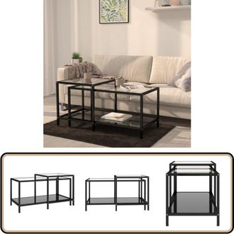 vidaXL Vidaxl - Tables à thé 2 pcs Verre trempé Noir - Table Basse Industrielle - Table Dappoint Design - Set De Tables - Meubles Industriels - Tables En