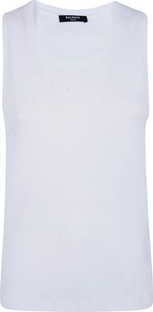 Balmain Femme, Tops, Blanc, Taille: 38 FR D&eacute;bardeur en jersey brod&eacute;