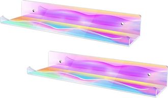 BESPORTBLE 2 Stück Teiliges Schwebendes Wandregal aus Robustem Acryl Transparentes Modernes Badezimmer Schlafzimmer Organizer Regal zur Platzsparenden Wandmontag