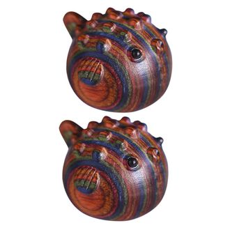 Garneck Holzdeko Tiere 8 St&uuml;ck Holz Kugelfisch Moos Mini Tiere Aquarium Miniatur Fisch Ornament Retro Figur Reichtum Figur Haushalt Globusfisch Foto Schl&uuml;ssel