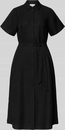 Comma Midikleid aus Viskose-Mix mit Umlegekragen