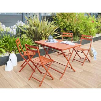 Hesperide Table de jardin rectangle Greensboro 110 x 70 cm Ambre avec 4 chaises - Hesp&eacute;ride