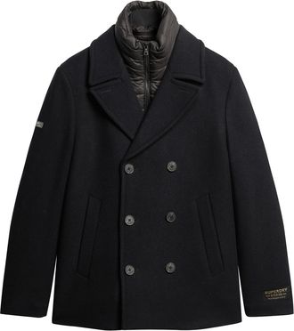 Superdry Herren 2-in-1 Cabanmantel aus Wolle Finster Marineblau M