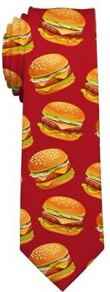 Generic Cravate pour homme, polyester doux, confortable pour Halloween, Thanksgiving, cadeaux de No&euml;l, hamburger