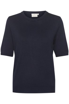 Kaffe Strickpullover KAlizza Damen Pullover Kurzarm Casual Rundhals Basic Strickpullover Lässige Pulli Midnight Marine XS