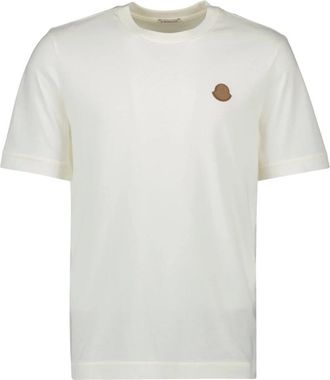 Moncler Homme, Tops, Blanc, Taille: L Leather Logo T-Shirt