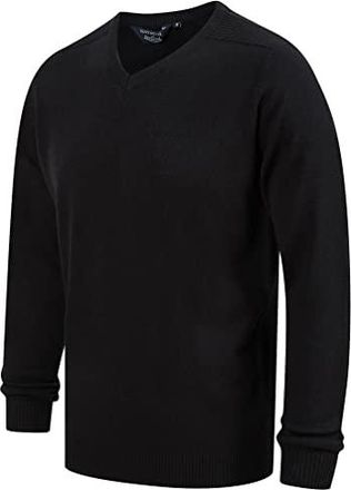 Kensington Eastside Mondrich V-Neck Knitted Jumper in Jet Black - Kensington Eastside - XL
