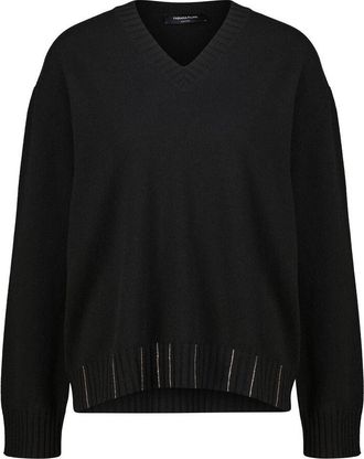 Fabiana Filippi Damen Strickpullover mit Schmuckstein-Besatz