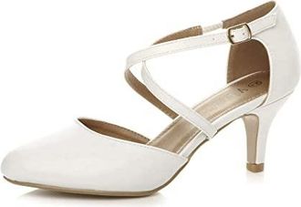 Ajvani Femmes talon mi-haut épais sangle croisée mariage soir sandales à lanières chaussures pointure 6 39