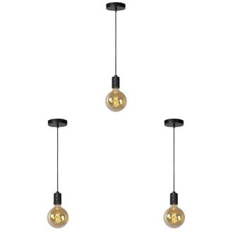 Lucide JOVA - Pendelleuchten - &Oslash; 10 cm - 1xE27 - Schwarz (Packung mit 3)