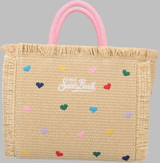 MC2 Saint Barth Girls Handbag Colette Straw Beige Cotton Handbags Hand Bags
