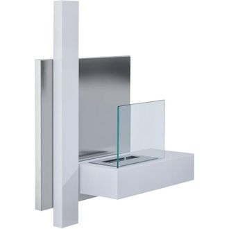 HOMCOM Ethanol-Kamin Bio-Ethanol-Brenner 0,9L 3 Std. Brenndauer mit einer Klappe Zubeh&ouml;r f&uuml;r die Wandmontage kein Rauch Bauhaus-Design Rostfreier Stahl Wei&szlig;