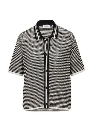 Comma Cardigan Strickjacke Luftiger Kurzarm-Cardigan mit Polokragen