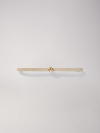 Maje Ceinture Fine En Cuir &Agrave; Boucle Clover - Beige - Maje