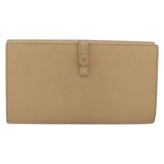 Chanel Portefeuille en cuir Pre-owned - Femme - Pre-owned - Beige - Taille: ONE Size
