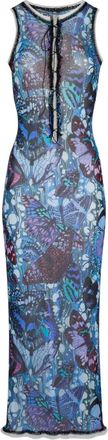 Jean Paul Gaultier Mesh-Kleid mit Print - Blau
