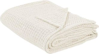Beliani Tagesdecke CHAGYL Baumwolle 200 x 220 cm Hellbeige