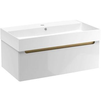 Puma Naturel Badezimmerm&ouml;bel mit Waschbecken Naturel Stilla 80x30x45 cm wei&szlig; (STILLAD08005U2)