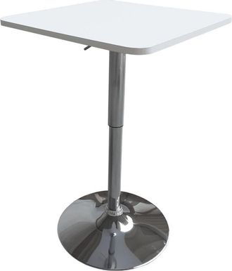 Happy Garden Table de bar carr&eacute;e blanche et chrome LUKE