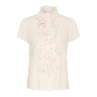 Saint Tropez Elegante Bluse mit kurzen &Auml;rmeln und R&uuml;schen - - Blouses & Shirts - Damen - Wei&szlig; - XS