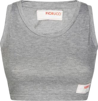 Fiorucci haut crop à logo appliqué - Gris
