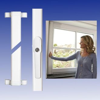 ABUS Stangenschloss FOS550A w Alarm wei&szlig; mit Stangenset 2W 75/118 cm