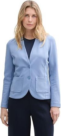 Tom Tailor Blazer Basique Ottoman pour Femme avec Poches, 37106 - Bleu Flawless, M