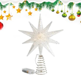 Generico Christmas Tree Star Topper - Dekorative Saisonale Feiertags-Treetop-Dekorationen, festliche Weihnachtsdekoration, Glitzer, Sterndekoration, Timeless T