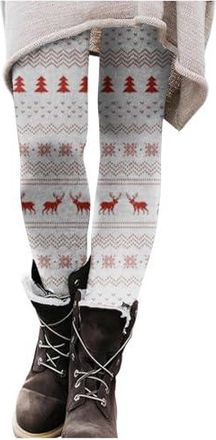 Generic Legging tendance d&eacute;contract&eacute; pour femme Motif No&euml;l, blanc, XXL