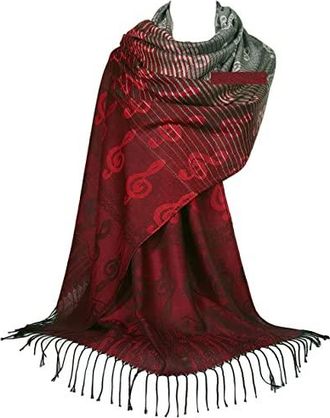 GFM &Eacute;charpe ou pashmina imprim&eacute; notes de musique - Rouge - (Mup2-ll)