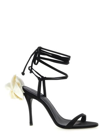 Magda Butrym Womens 3d Floral Appliqu&eacute; Stiletto Black Viscose Silk Leather