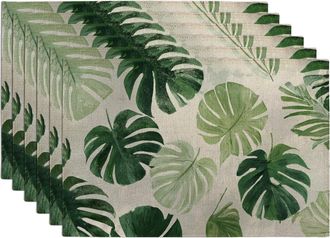 Generic Fr&uuml;hling Sommer Monstera Bl&auml;tter Tischsets Gr&uuml;n Botanische Tischsets f&uuml;r Esstisch rutschfest Waschbar Indoor Outdoor Party Dekorative Platzset 6er Set