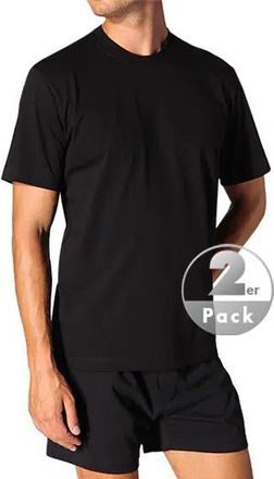 Schiesser Herren T-Shirts schwarz Baumwolle unifarben