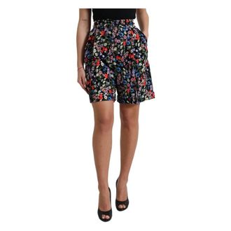 Dolce & Gabbana Schwarze Blumige High Waist Hot Pants - - Shorts - Damen - Mehrfarbig - S