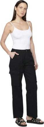 Kor&ouml;shi Pantalon long avec poches cargo en coton pour femme Noir, Noir, 40