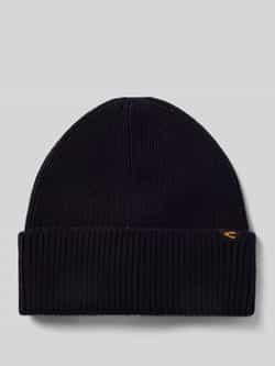 Camel Active Beanie mit breitem Umschlag und Label-Detail