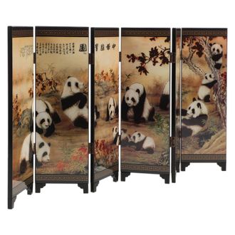 Cabilock Miniatur Paravent im Vintage Stil Faltbarer Chinesischer Tischabtrenner aus Lackware Dekorativer Raumteiler f&uuml;r Schreibtisch und Wohnbereich