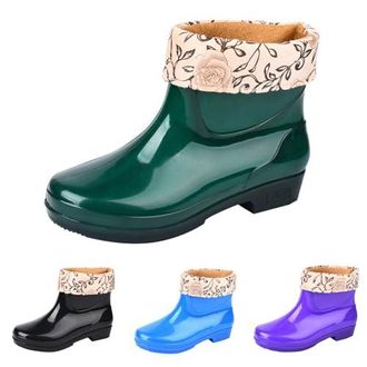 Generic Wellington Bottes de pluie dhiver pour femme avec doublure en peluche, chaudes, confortables, imperm&eacute;ables, antid&eacute;rapantes, pour le travail, la p&ecirc;che,