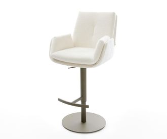 DELIFE Barstuhl Clea-Flex Boucl&eacute; Soft Beige Drehfu&szlig; h&ouml;henverstellbar Metall Titanfarben, Barst&uuml;hle