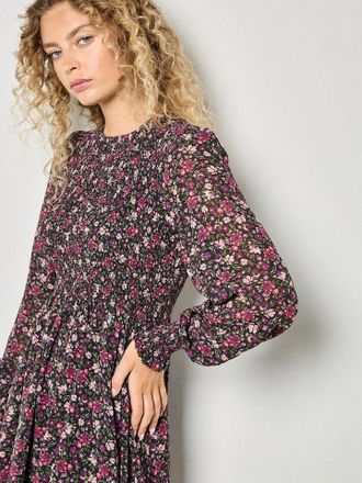 Apricot Minikleid Gebl&uuml;mtes Minikleid mit Smokdetails