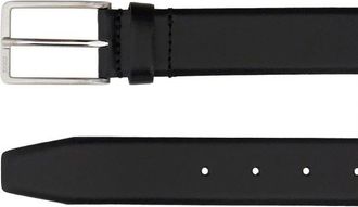HUGO BOSS Leather With Polished Buckle Belt - Black