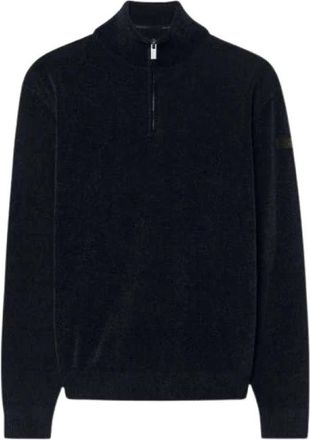 Roberto Ricci Design Pull en velours &agrave; col camionneur - Homme - Sweatshirts et sweats &agrave; capuche - Bleu - Taille: L