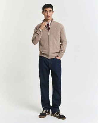 GANT Homme, Pulls, Beige, Taille: 2XL Superfine Lambswool Zip Cardigan