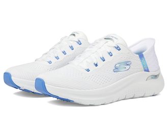 Skechers Arch Fit 2.0 Easy Chic Damen-Sneaker zum Reinschlüpfen, Wbl=Weiß/Blau, 37.5 EU