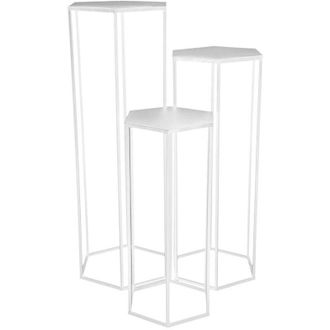 Altobuy Altobuy - razza - Lot de 3 Sellettes Gigognes Métal Blanc