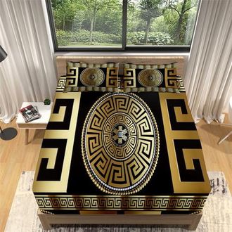 Generic Drap Housse 140x200 G&eacute;Om&eacute;Trie Dor&eacute;E du Mandala Microfibre 3D Imprim&eacute; Housse de Matelas 30 cm &Eacute;pais Protection de Matelas - Antid&eacute;rapants R&eacute;sistant D&eacute;c