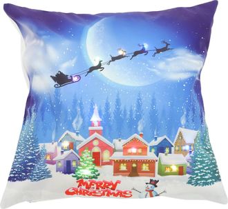 Pretyzoom Led Weihnachtskissenbezug Dekoratives Kissen F&uuml;r Weihnachten Mit Niedlichem Rentier Und Weihnachtsmann F&uuml;r Sofa Auto Oder B&uuml;ro Ohne Kissenf&uuml;llung Batt